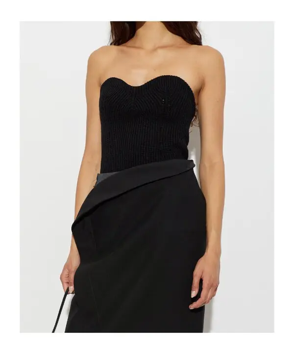 JIL SANDER Ribbed-knit Strapless Top