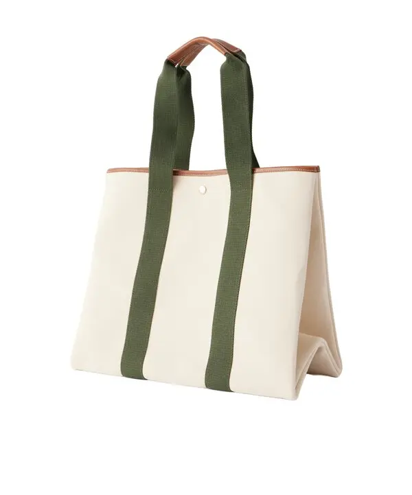 Rue De Verneuil Large Leather And Webbing-trimmed Canvas Tote