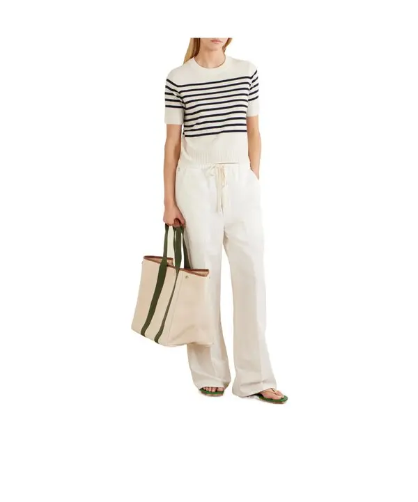 Rue De Verneuil Large Leather And Webbing-trimmed Canvas Tote