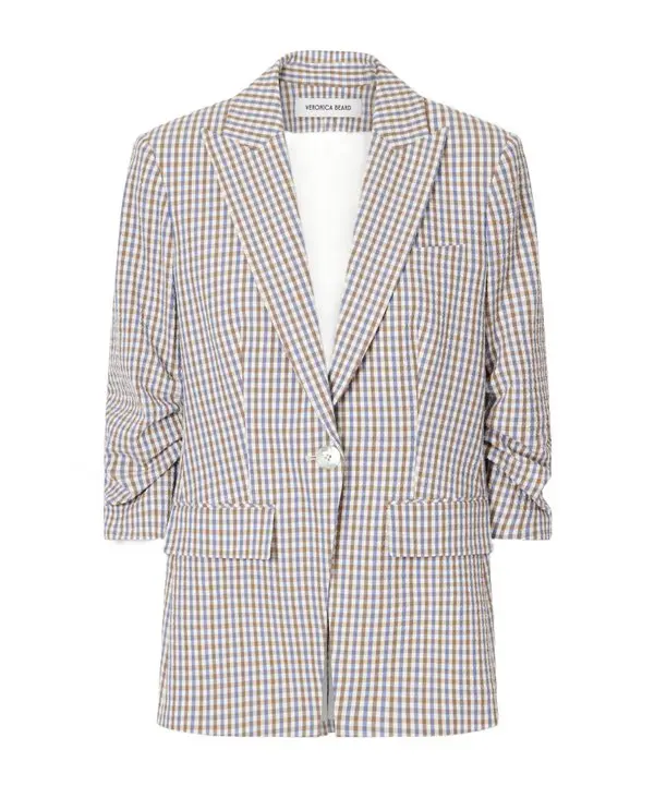 Veronica Beard Checked Cotton-seersucker Blazer