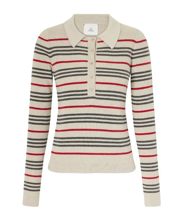 THE ELDER STATESMAN Striped Wool, Silk And Linen-blend Knitted Polo
