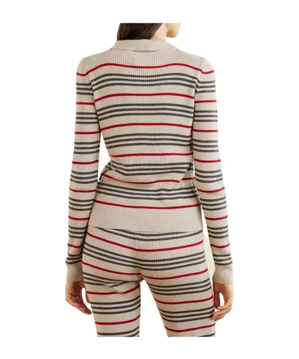 THE ELDER STATESMAN Striped Wool, Silk And Linen-blend Knitted Polo
