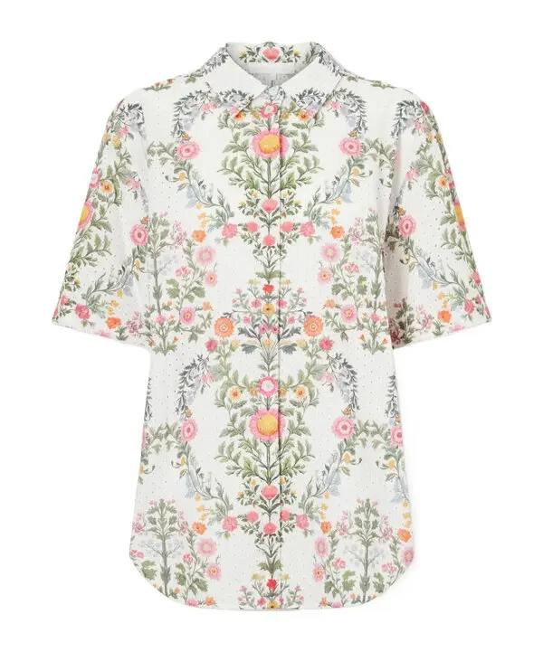 Borgo De Nor Printed Broderie Anglaise Cotton Shirt - No