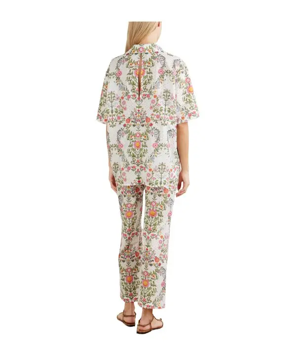 Borgo De Nor Printed Broderie Anglaise Cotton Shirt
