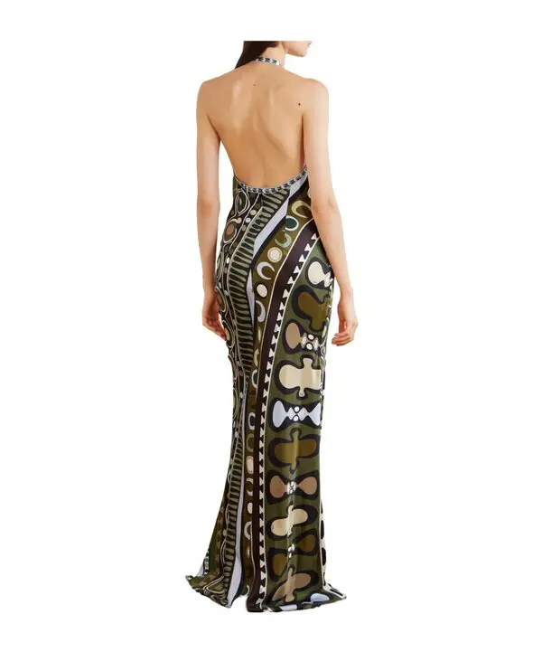 Emilio Pucci Soleil Print Satin Maxi Dress