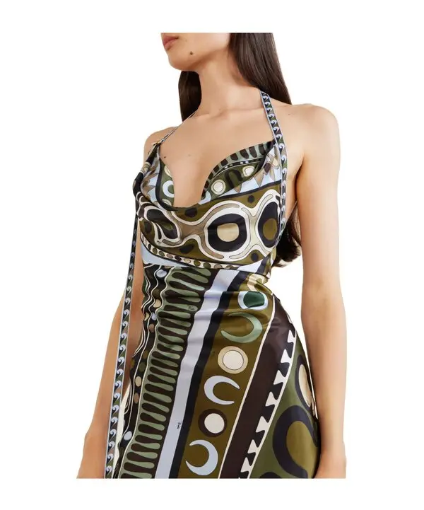 Emilio Pucci Soleil Print Satin Maxi Dress