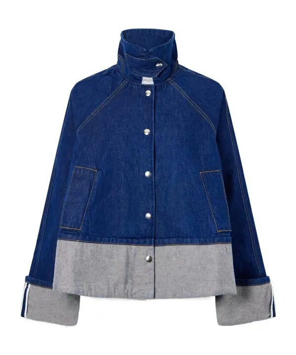 Brandon Maxwell Wells Trapeze Denim Jacket - Blue