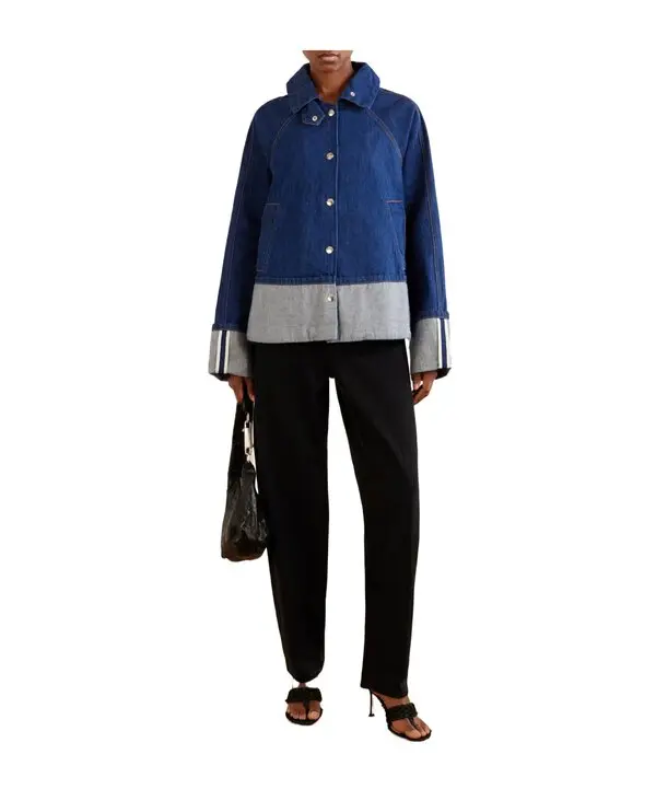Brandon Maxwell Wells Trapeze Denim Jacket - Blue