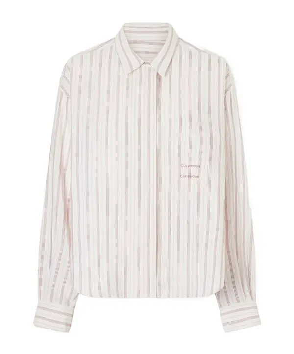 Calvin Klein Amari Pinstriped Cotton And Silk-blend Shirt