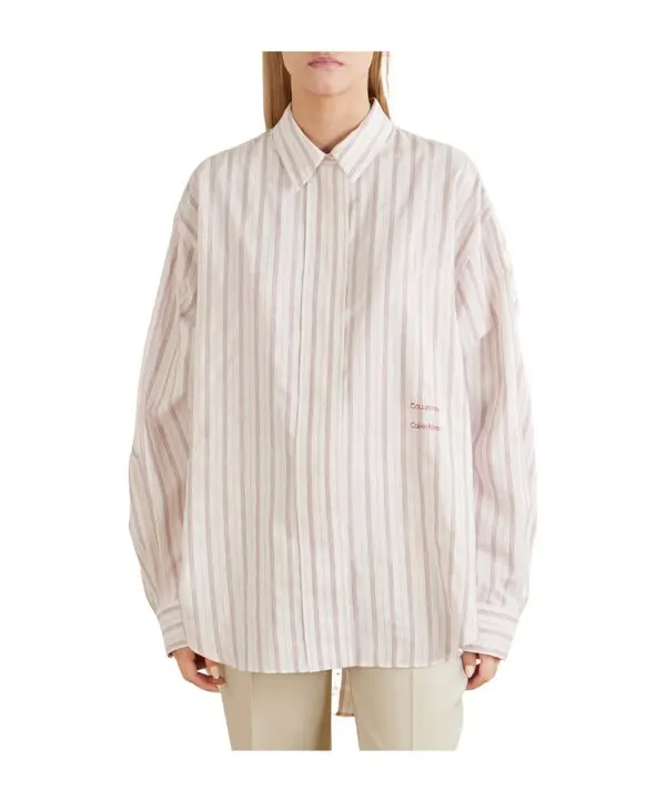Calvin Klein Amari Pinstriped Cotton And Silk-blend Shirt