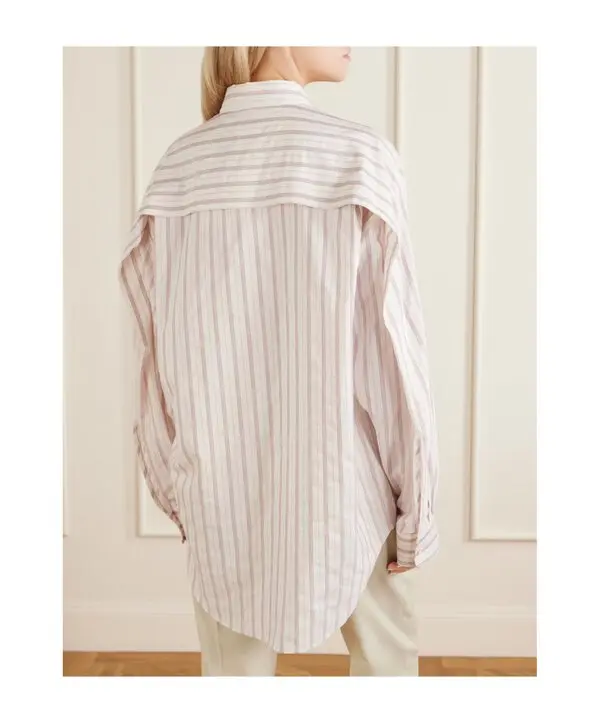 Calvin Klein Amari Pinstriped Cotton And Silk-blend Shirt