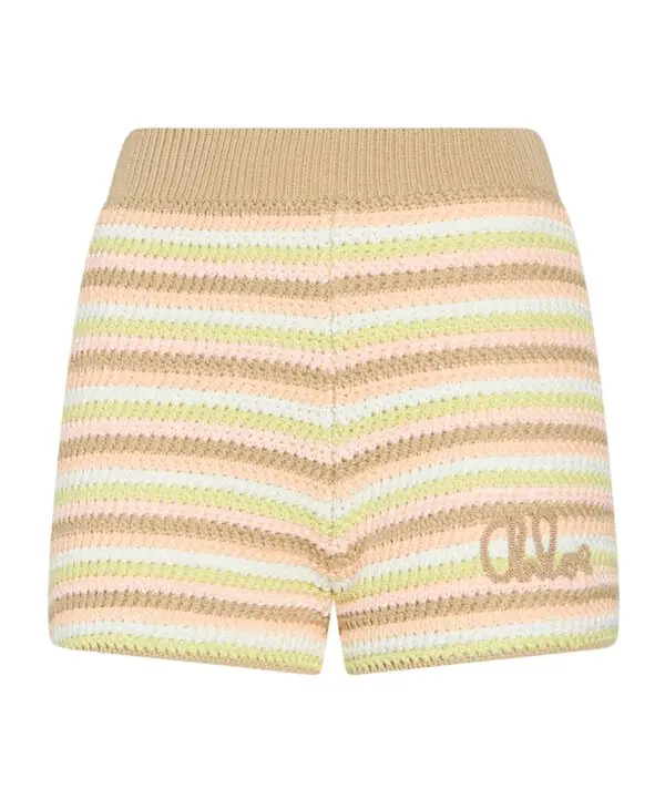 Chloé Striped Knit Shorts - Khaki