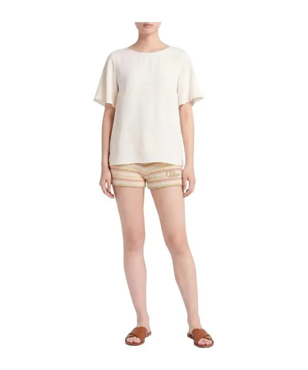 Chloé Striped Knit Shorts - Khaki