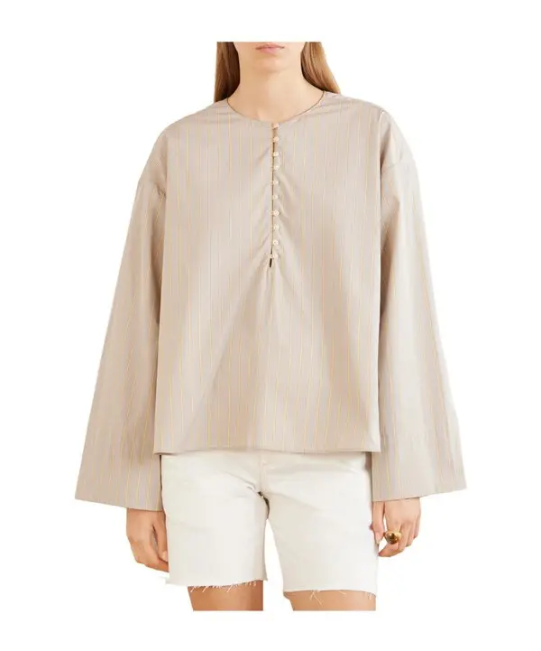 KALLMEYER Striped Cotton-poplin Blouse