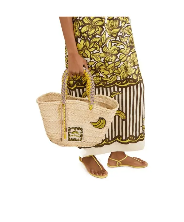 ALEMAIS Woven Raffia-effect Bucket Bag With Logo Appliqu
