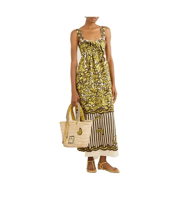 ALEMAIS Woven Raffia-effect Bucket Bag With Logo Appliqu