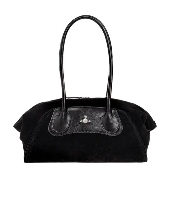 VIVIENNE WESTWOOD Orb Plaque Suede-panelled Shoulder Bag