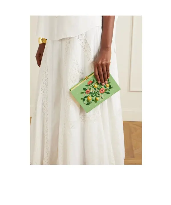 OLYMPIA LE-TAN Appliquéd Embroidered Canvas Clutch - No