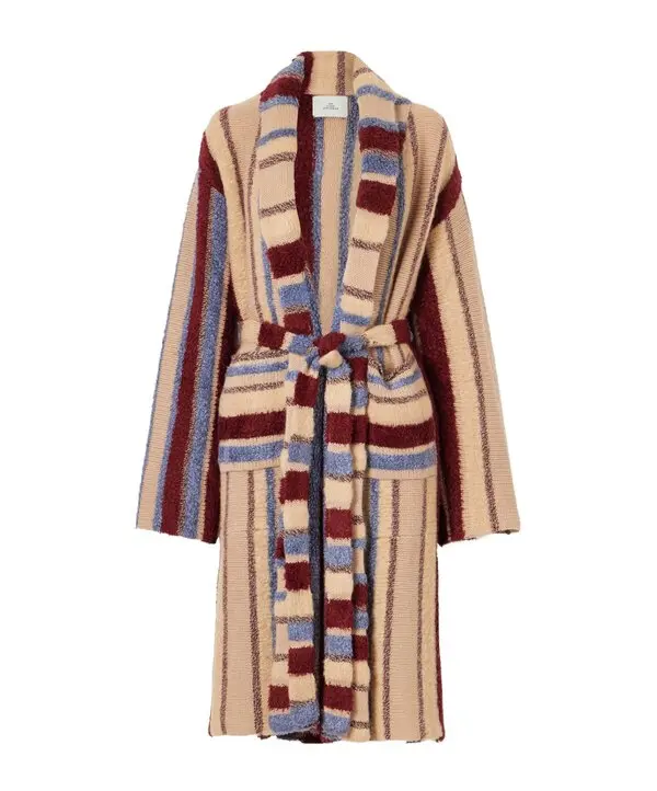 THE ELDER STATESMAN Striped Cashmere And Silk-blend Robe - No
