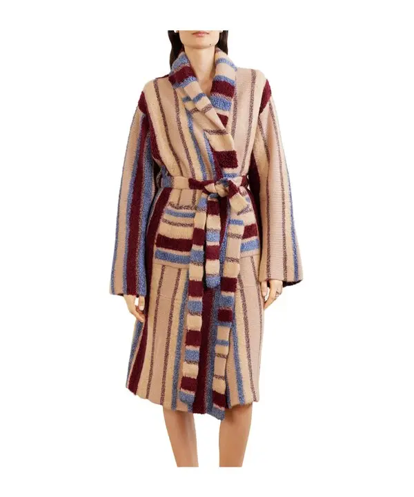 THE ELDER STATESMAN Striped Cashmere And Silk-blend Robe