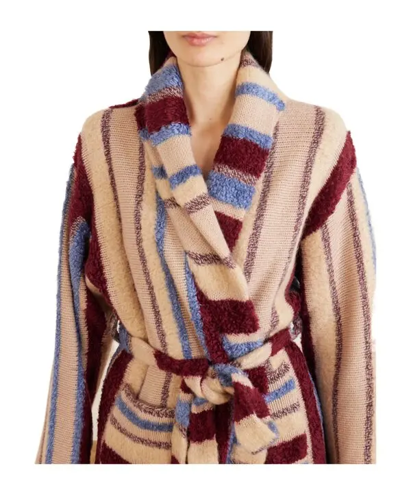 THE ELDER STATESMAN Striped Cashmere And Silk-blend Robe