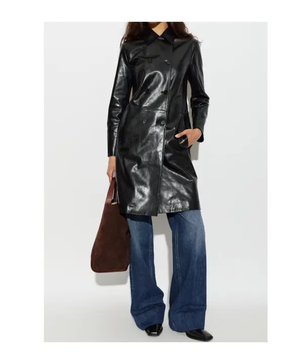 JIL SANDER Long-sleeved Leather Coat