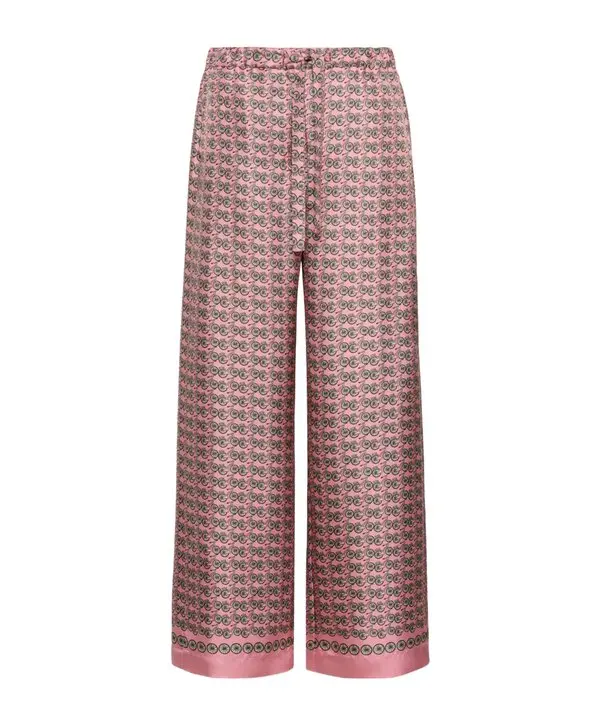 Max Mara Printed Silk Twill Trousers With Drawstring