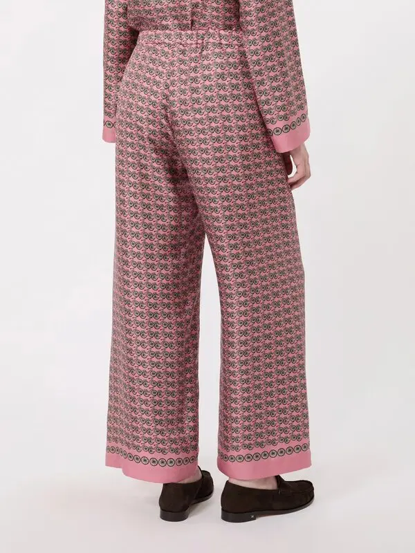 Max Mara Printed Silk Twill Trousers With Drawstring