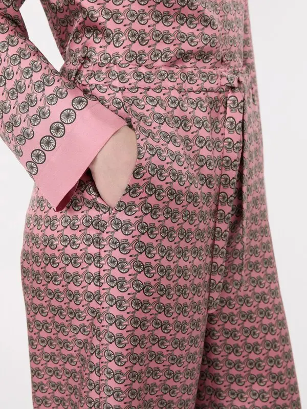 Max Mara Printed Silk Twill Trousers With Drawstring