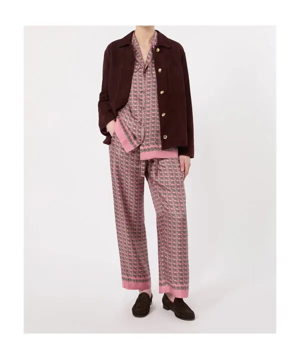 Max Mara Printed Silk Twill Trousers With Drawstring