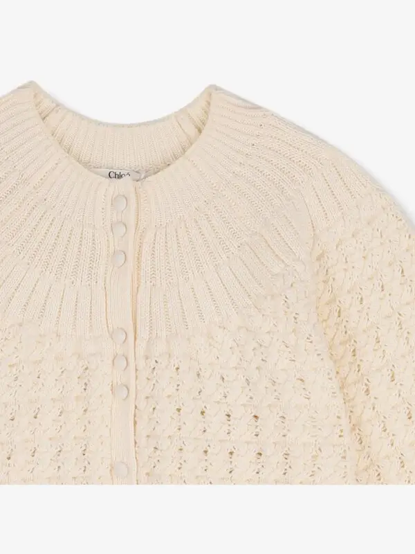 Chloé Pointelle-knit Ribbed-trim Cardigan