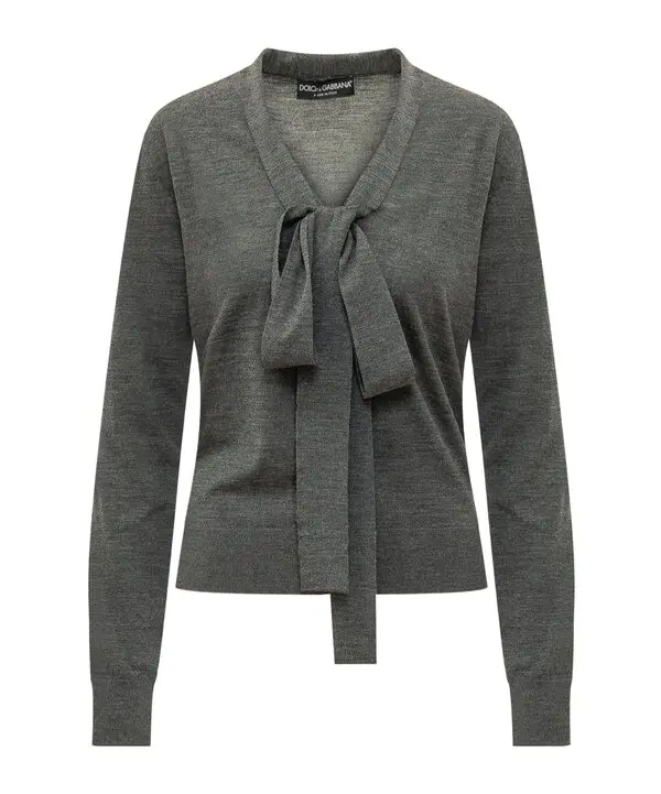 Dolce & Gabbana Dolce Gabbana V-neck Bow Detailed Knitted Top
