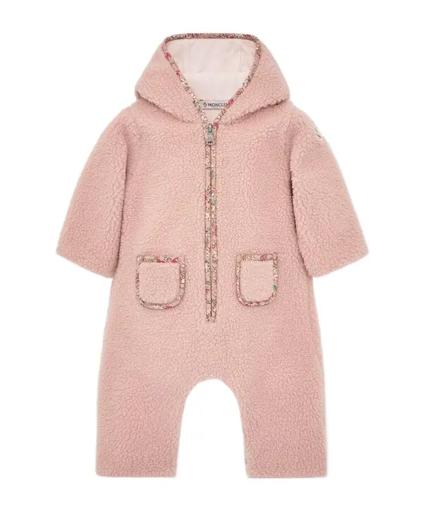 Moncler Teddy Hooded Romper - Pink