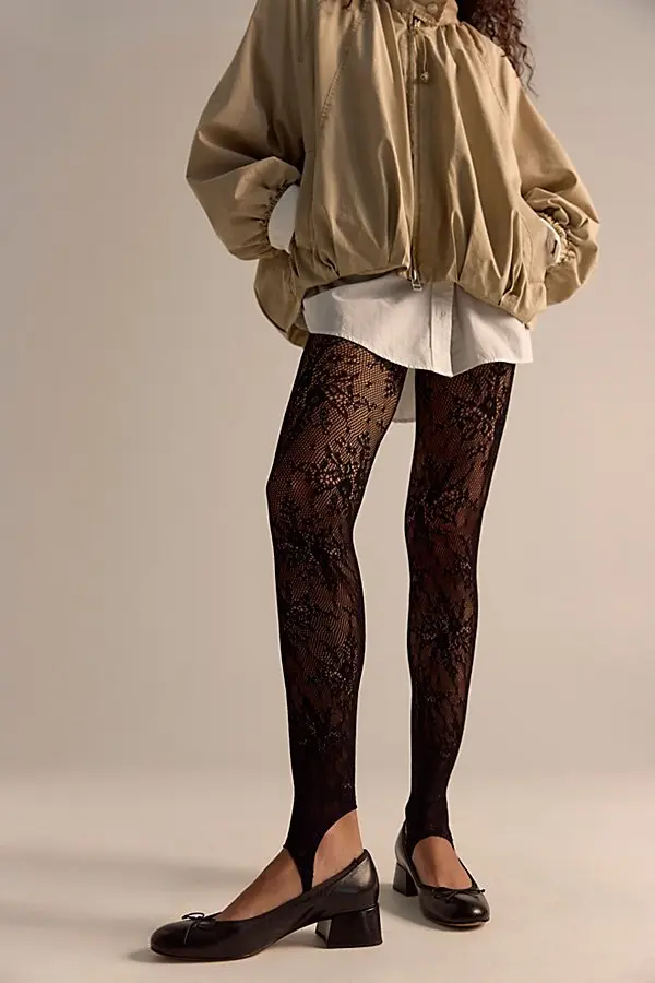 Swedish Stockings Fp X Rosa Lace Stirrup Tights - Black