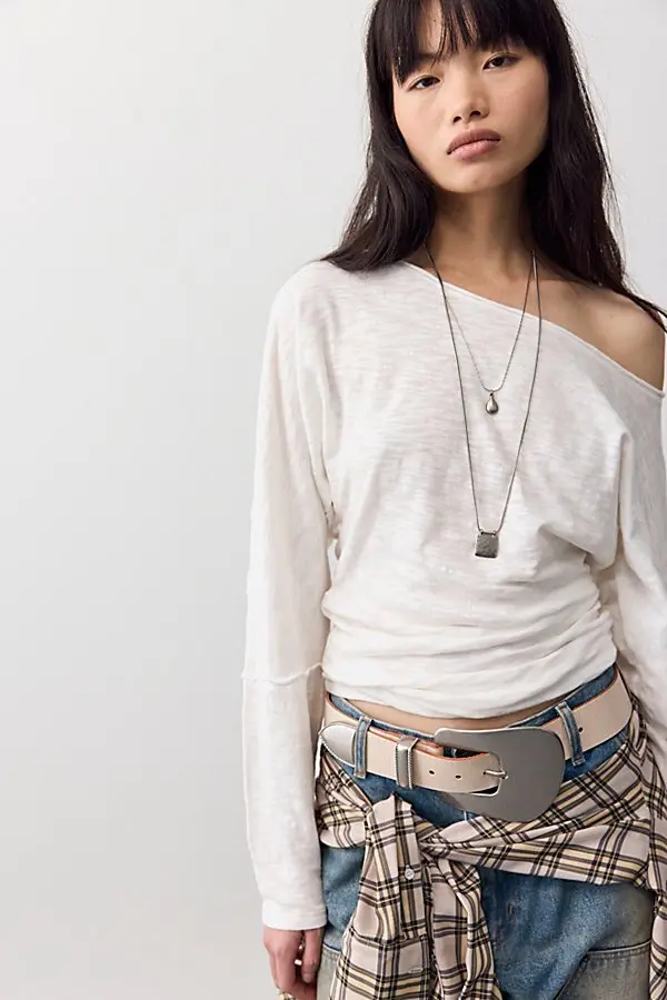 Free People Europa Off-the-shoulder Long Sleeve Top - Ivory