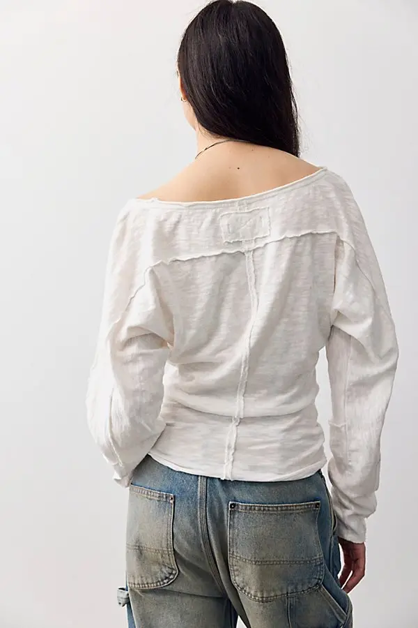 Free People Europa Off-the-shoulder Long Sleeve Top - Ivory