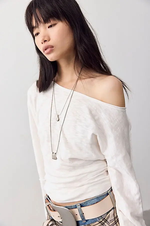 Free People Europa Off-the-shoulder Long Sleeve Top - Ivory