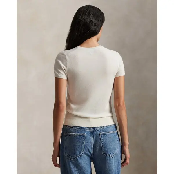 Ralph Lauren Cashmere Short-sleeve Crewneck Sweater - Cream