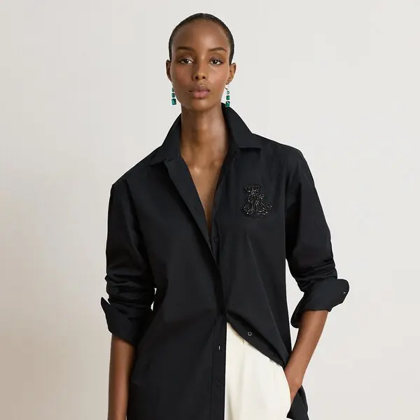 Ralph Lauren Relaxed Fit Rhinestone-bullion Shirt