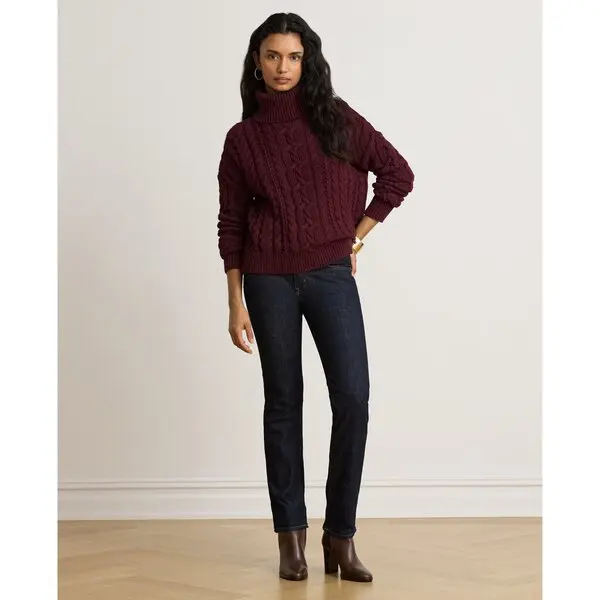 Ralph Lauren Cable-knit Cotton Turtleneck Sweater - Dark Garnet