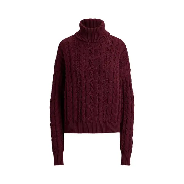 Ralph Lauren Cable-knit Cotton Turtleneck Sweater - Dark Garnet