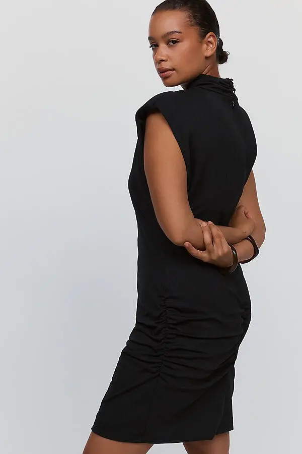 Maeve Mock-neck Ruched Mini Dress