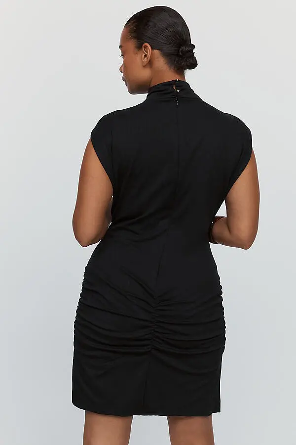Maeve Mock-neck Ruched Mini Dress