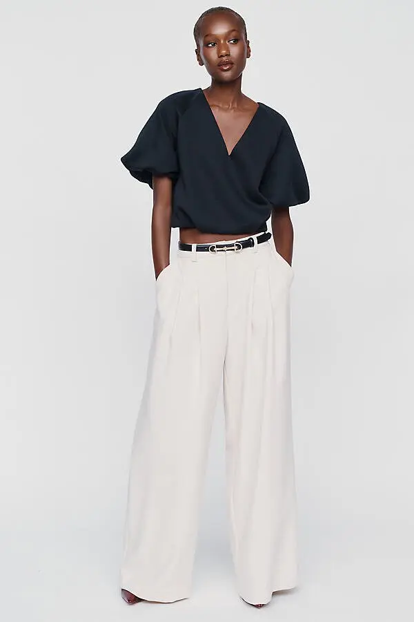 Maeve 100% Cotton V-neck Bubble Sweatshirt