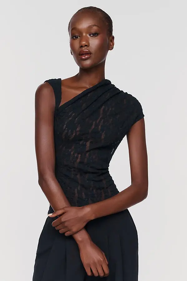 ESTHE Asymmetrical Lace Top