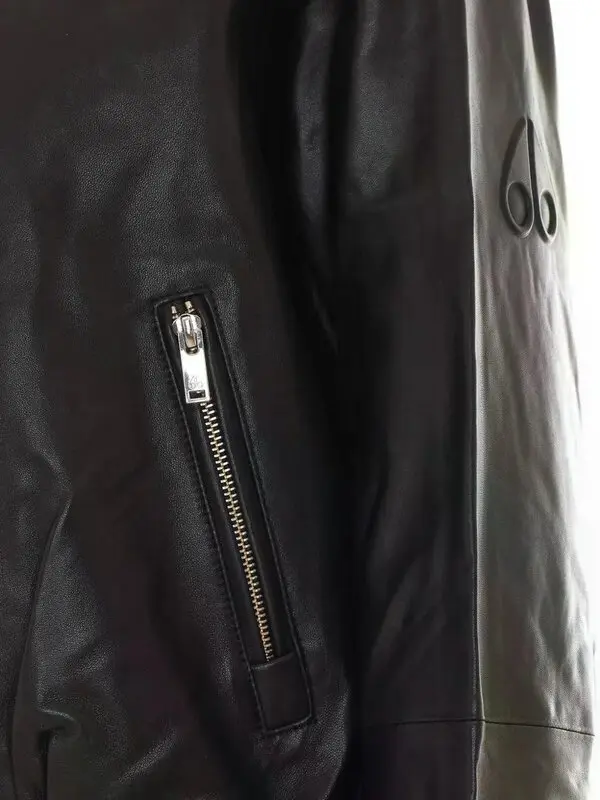 Moose Knuckles Cardin Hooded Leather Bomber Jacket
