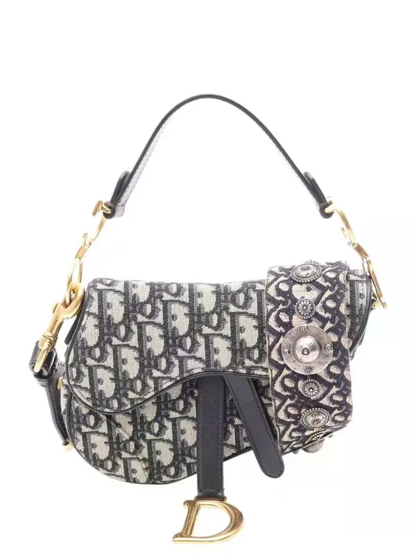 Dior 2000-2026 Mini Oblique Canvas Saddle Bag Satchel