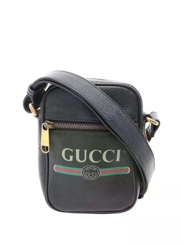 Gucci 2000-2015 Mini Grained Calfskin Logo Crossbody Bag
