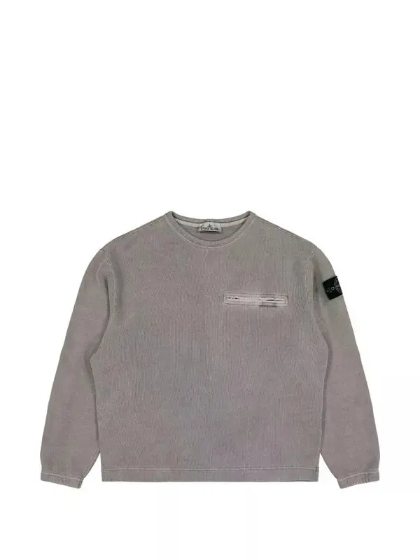 Stone Island 6100028 Mineral-dyed Cotton-fleece Oversized-fit Crewneck Sweatshirt With Chest Pocket - Grey