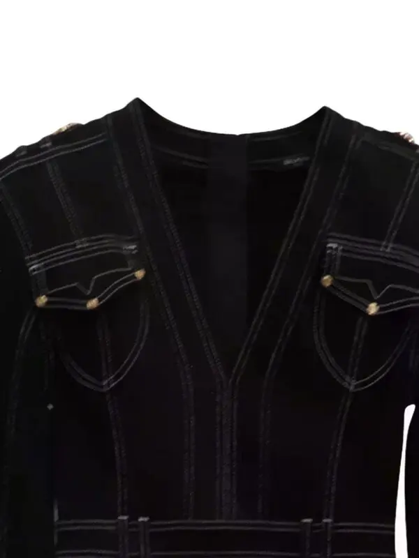 Balmain V-neck Denim Jumpsuit